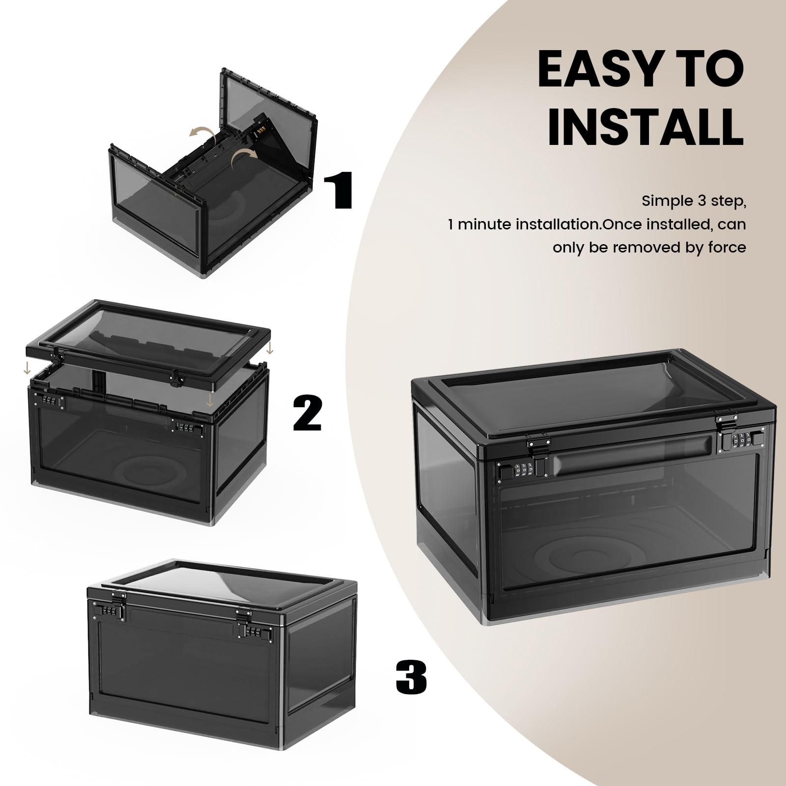 Large Lock Box,Lockable Storage Box with Combination Code 15.3x11x8.6in Stackable Medicine Lock Box for Safe Medication,Storage Box with Lock for Phone/Snacks/Personal Items/Fridge/Office