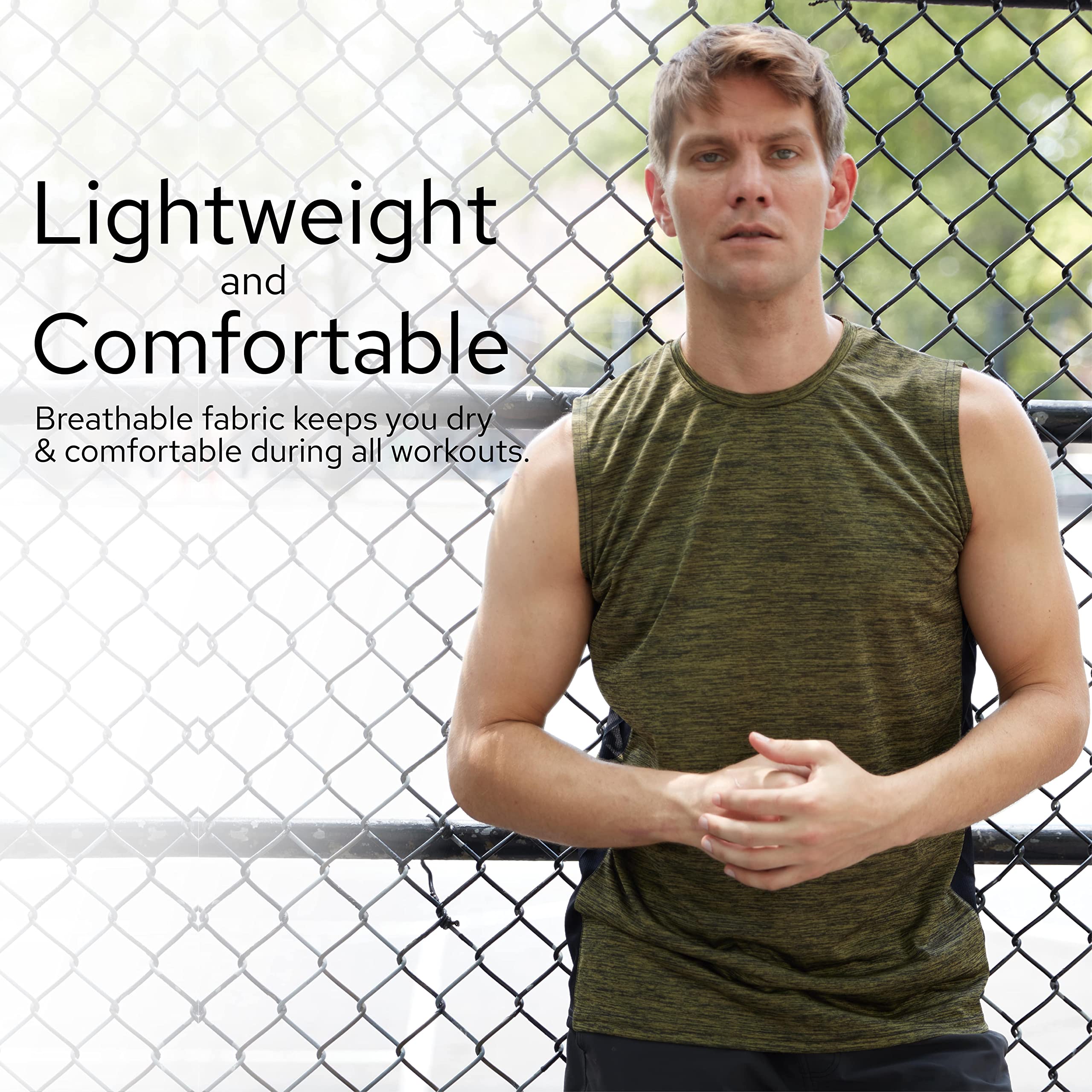 Essential Elements 5 Pack: Men's Active Quick-Dry Athletic Workout Training Gym Muscle Sleeveless Tank Top