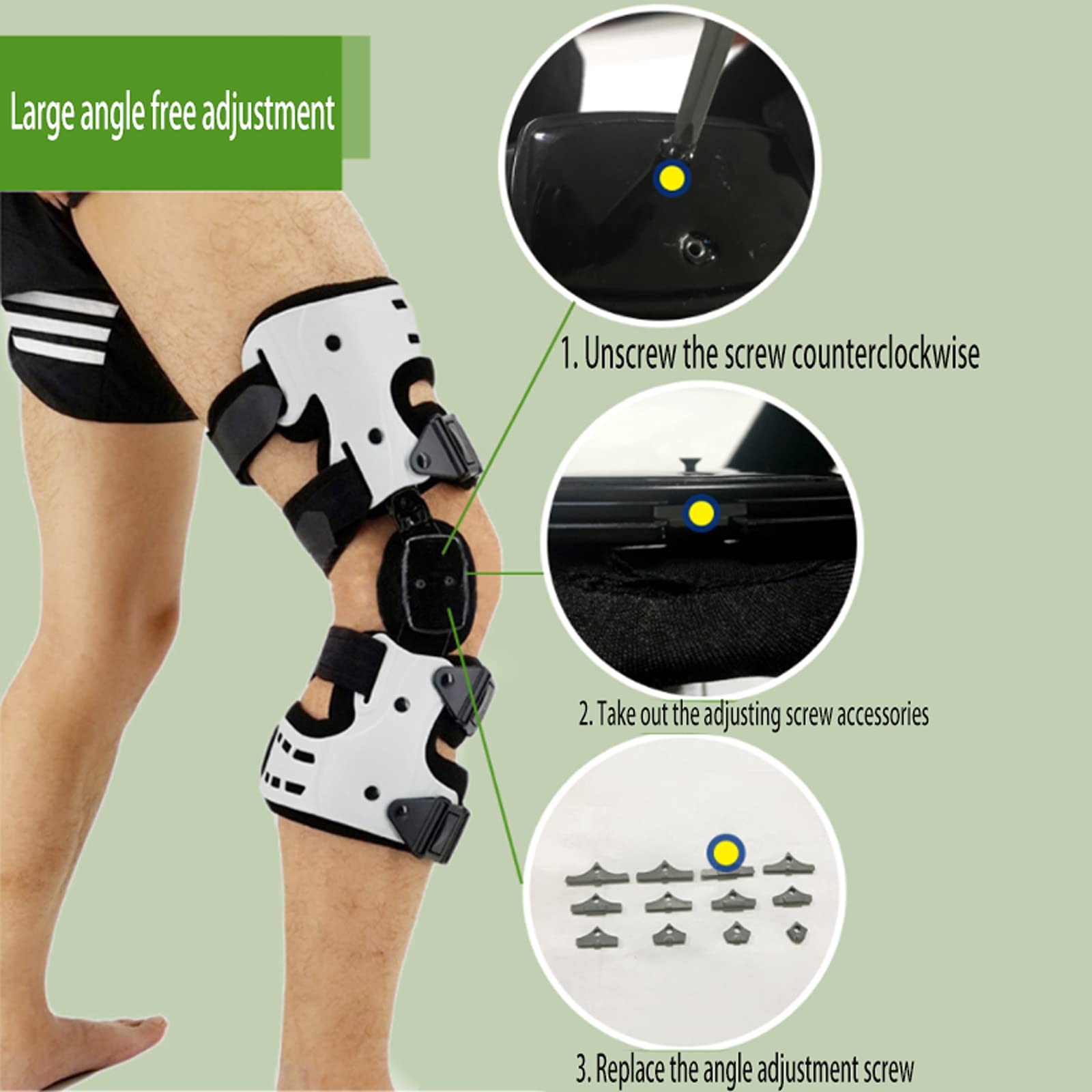 DXDUI Hinged Knee Correction Brace Leg Breathable and Adjustable 90° Joint Sprain Rehabilitation Orthosis for Recovery Support Ligament Injuries Relief
