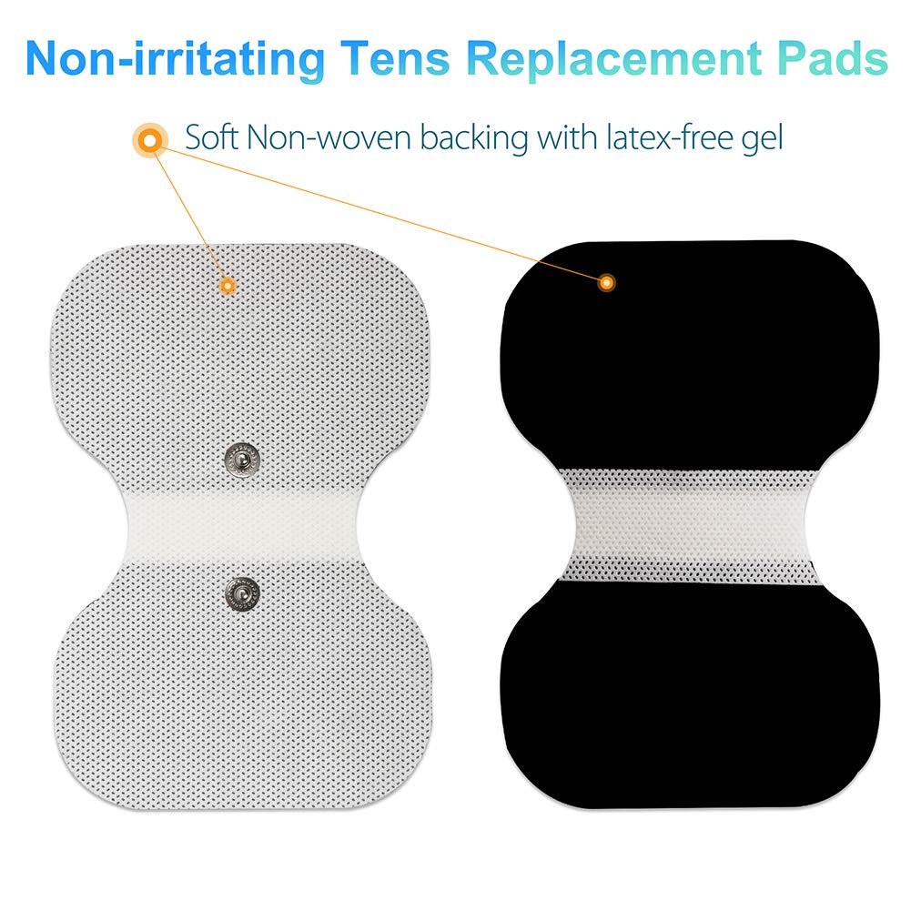 LotFancy TENS Unit Pads 4.3β X 6β, 4Pcs Snap Electrode Pads Large, Butterfly Shape, Reusable, Self-Adhesive