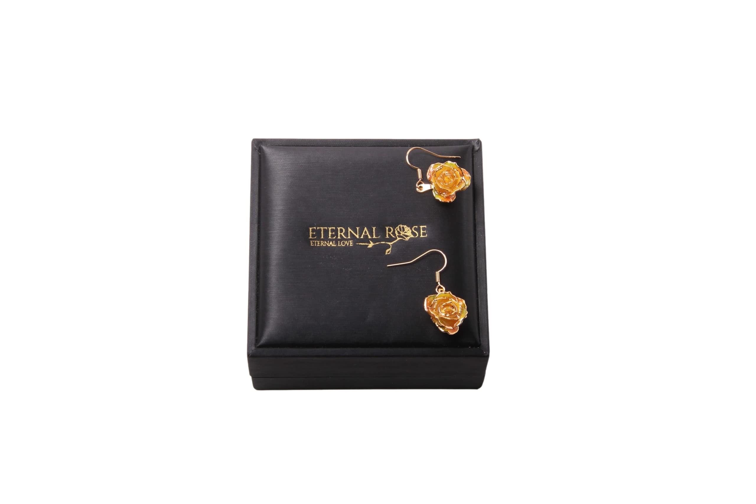 Eternal Rose 24k Gold Real Rose Flower Women's Dangle Drop Earrings (Thanksgiving Bouquet)