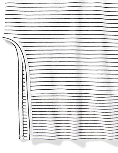 Daily Ritual Women's Long-Sleeve Crewneck Sweatshirt with Side Cutouts, Black White Pinstripe, Medium