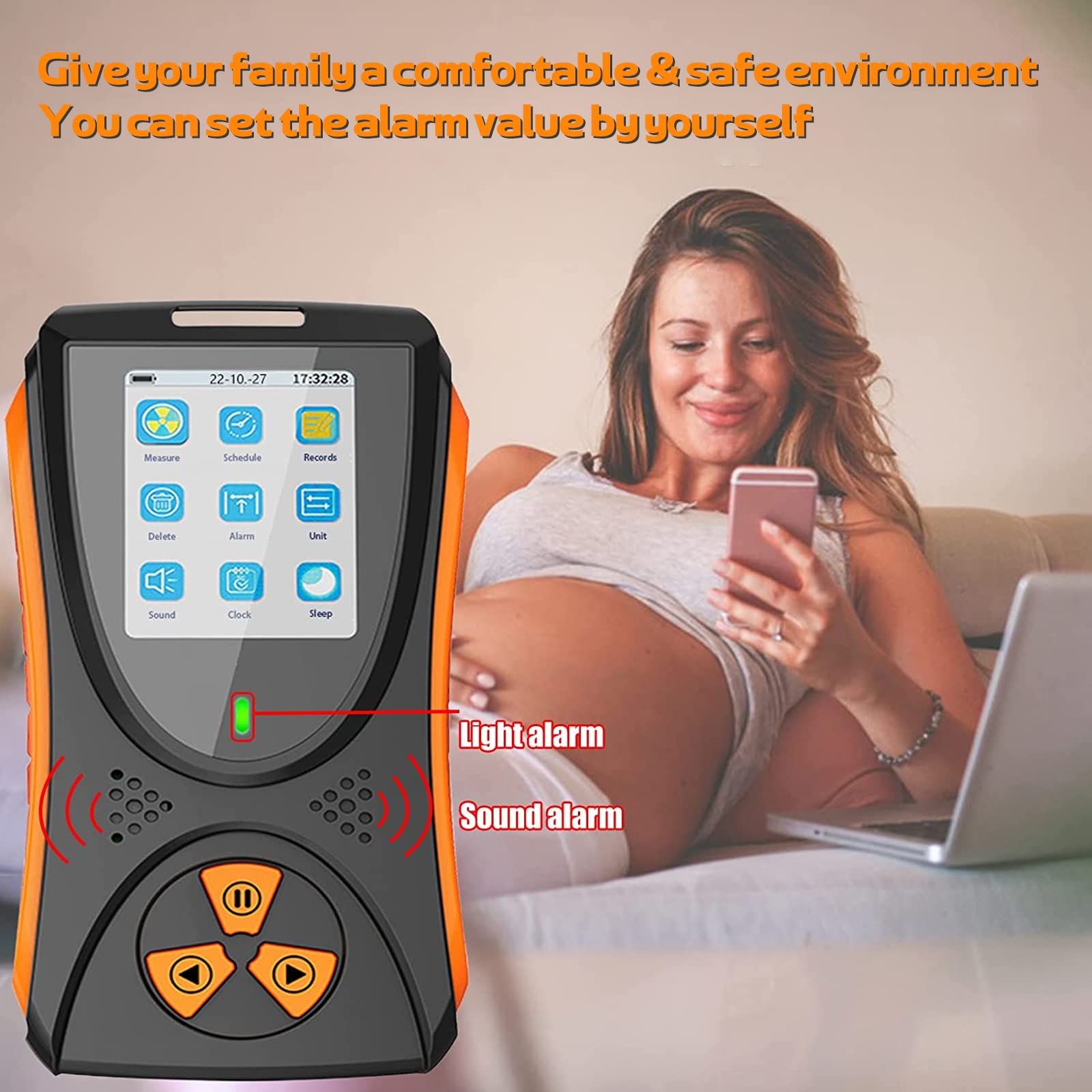 Geiger Counter Nuclear Radiation Detector, Portable High Accuracy Radiation Dosimeter, Handheld Beta Gamma X-ray Radiation Monitor with Backlight LCD Display, Battery Powered