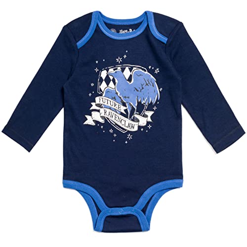 Harry Potter Slytherin Ravenclaw Hufflepuff Infant Baby Boys 4 Pack Bodysuits Blue/Gray/Red/Yellow 12 Months