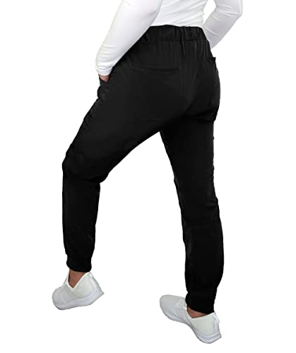 JDM Uniforms Women's 5 Pocket Jogger Scrub Pant Medical Nursing Black-Large