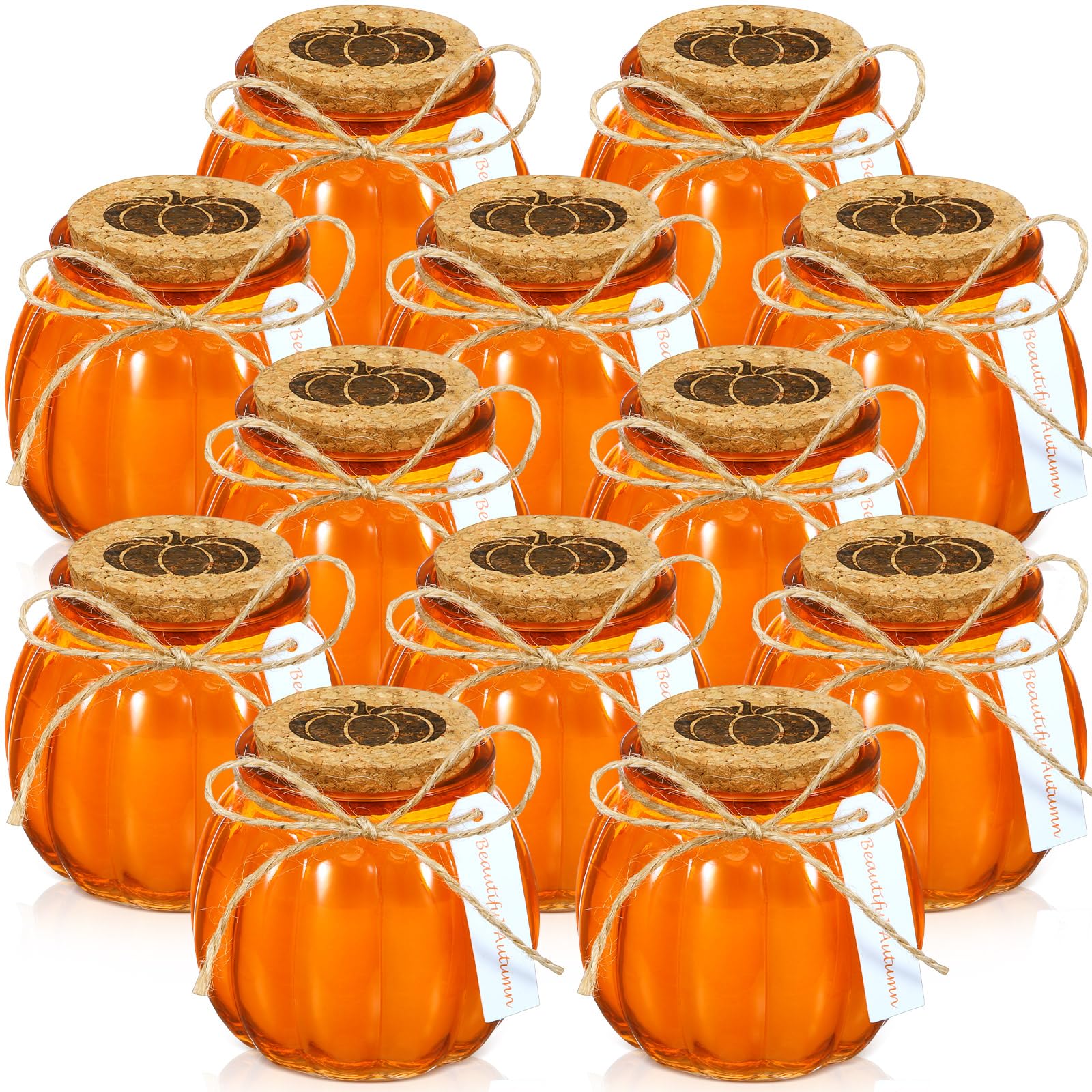 Lounsweer Set 12 Pumpkin Shaped Candles Halloween Thanksgiving 5 oz Cute Scented Pumpkin Fall Candles Pumpkin Gift Farmhouse Home Table Decoration(Orange)