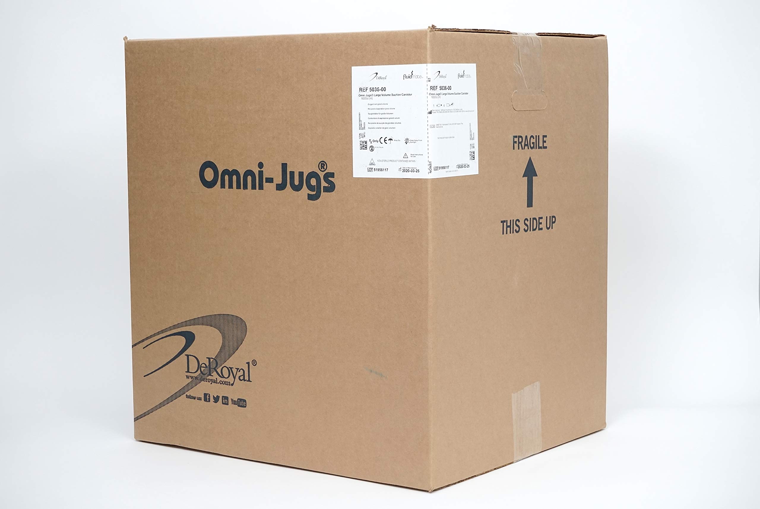 DeRoyal 5036-00 Industries Omni-Jug Suction Canister, Large Volume, 16000cc, Pack of 4