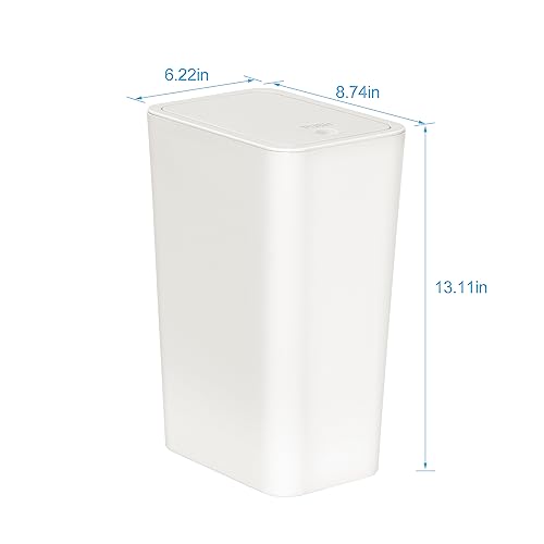 LIANTRAL 3 Pack Bathroom Trash Can with Lid, 2.6 Gallon Small Trash Can with Press Type Lid, Kitchen Trash Can, Garbage Bin Wastebasket for Kitchen, Bathroom, Bedroom, Office, Laundry, White