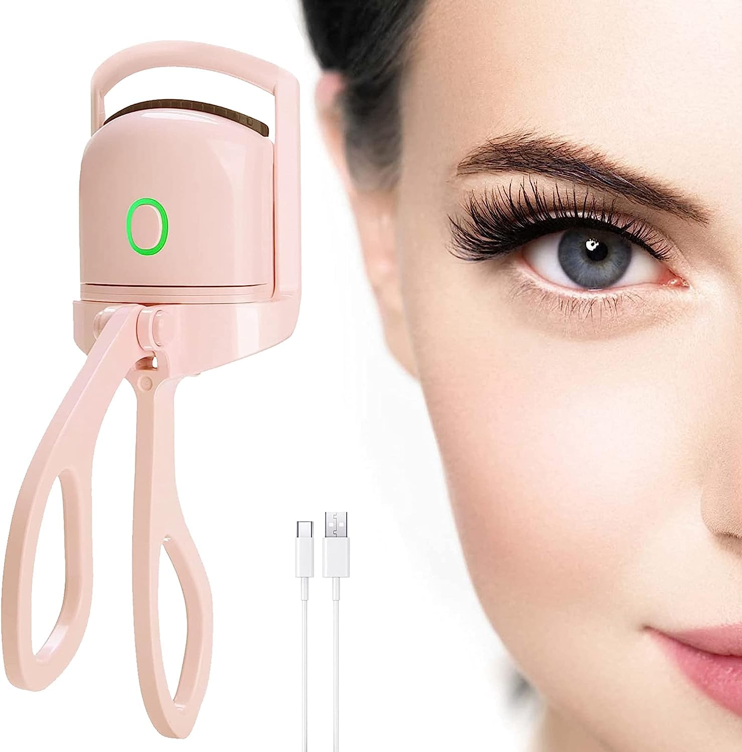 Heated Eyelash Curler Medaduo Electric Rechargeable Eyelash Curlers, Quick Natural Curling Eye Lashes Curler with 2 Heating Modes, Handheld Eyelash Heated Curler for Long-Lasting,Safe to Lift Lashes