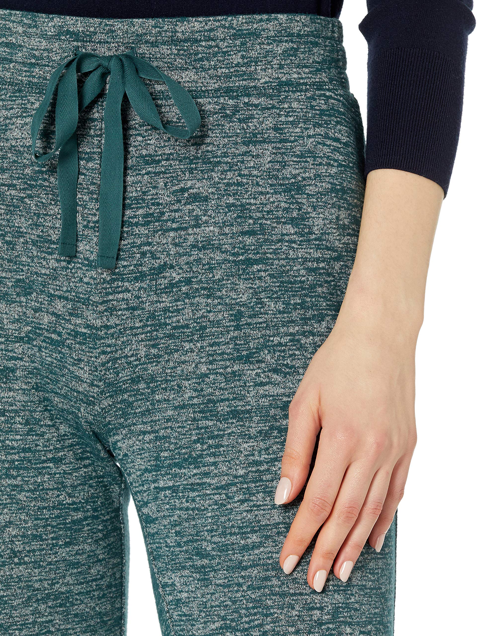 Daily Ritual Women's Cozy Knit Drawstring Jogger Pant, Dark Green/Black Marl, X-Small