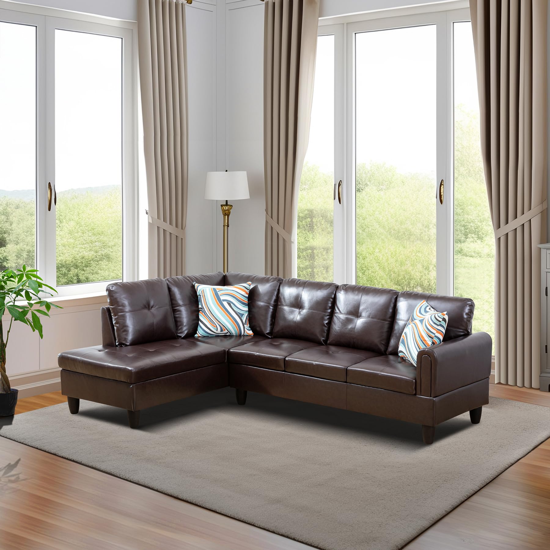 FUOROLA Hugo, Left Facing Sectional, Brown