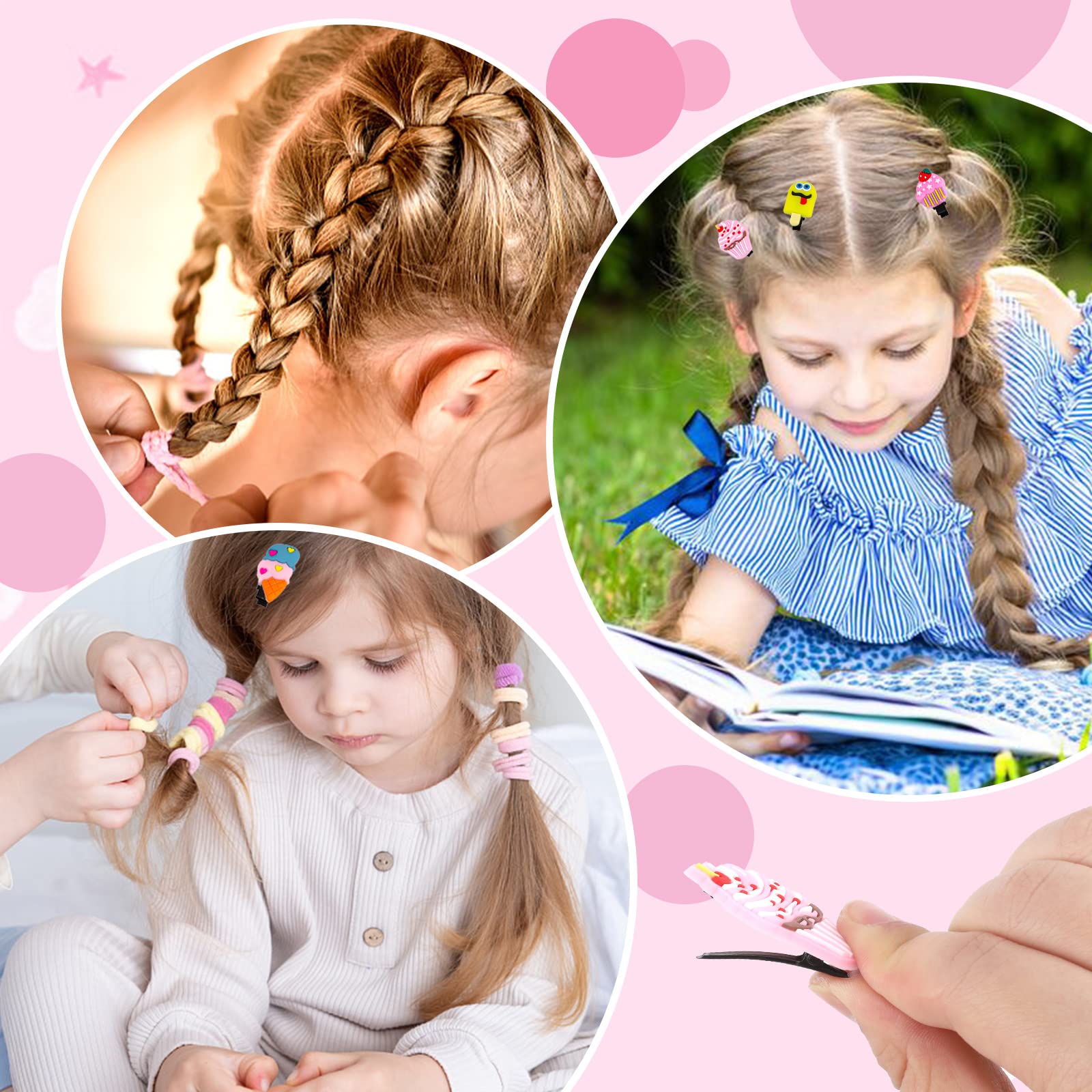 Girls' Hair Accessories, 800 Pcs Assorted Hair Ties, Rubber Bands in Different Styles for Toddlers and Teens - Gift Box Included