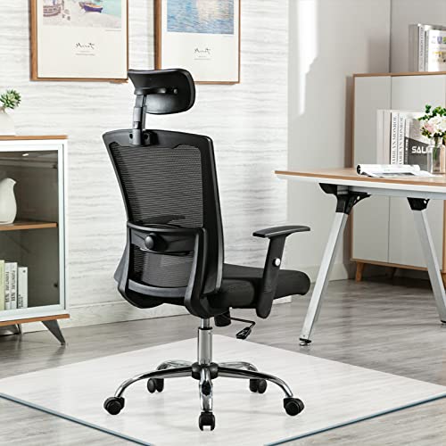 FARUIFETT 45" x 53" Office Chair Mat for Carpet, Heavy Duty Tempered Glass Chair Mats for Hardwood Floors, Computer Desk, Effortless Rolling, Easy Clean, Not Prone to Scratches
