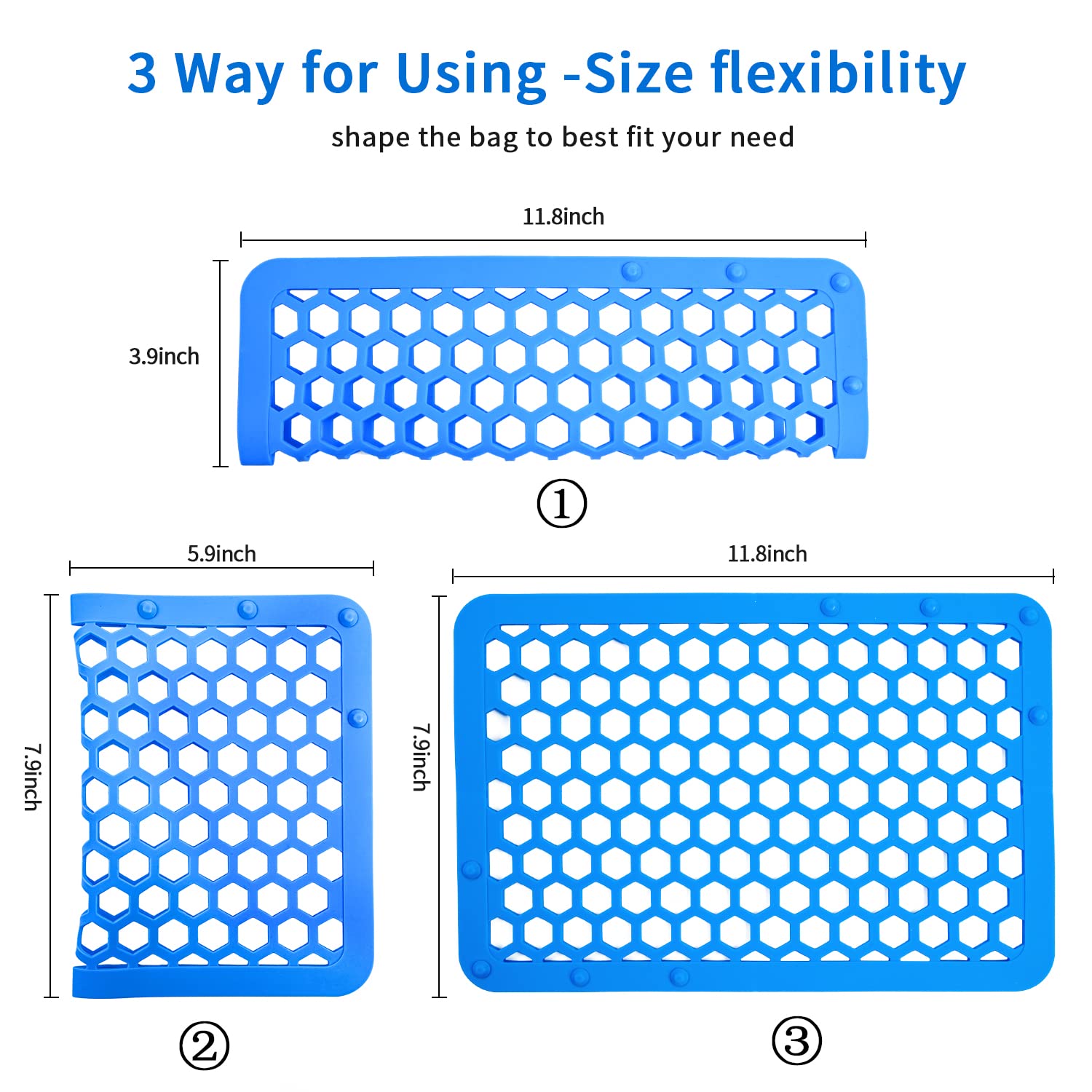 REVEX Silicone Dishwasher Bag,11.8" x 7.9" Dishwasher Basket for Baby Items,Baby Bottle Dishwasher Baskets with Adjustable Sizing for Small Parts,Nipples,Pacifiers and Toy Accessories. (Blue)