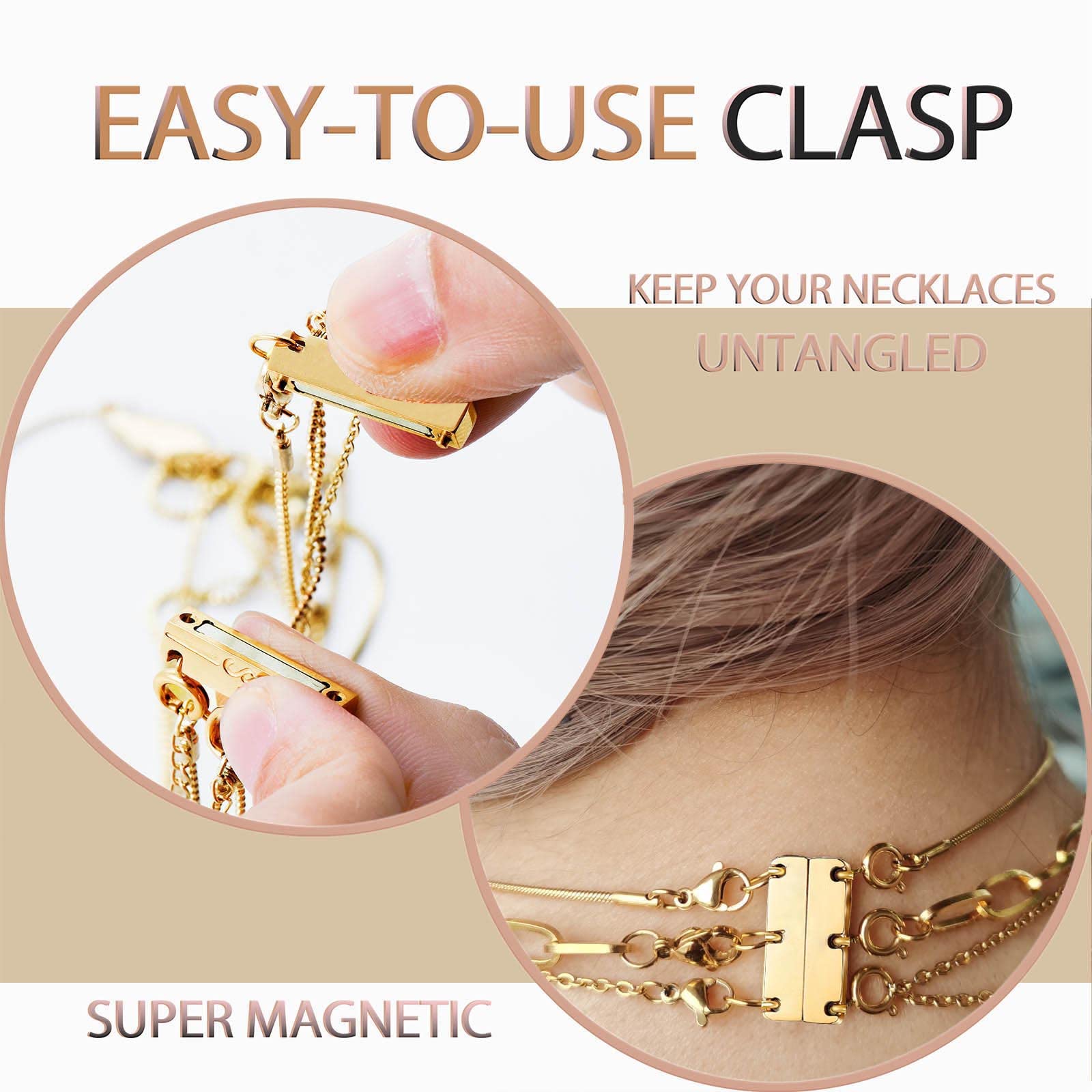 Dailyacc Layering Magnetic Necklace Clasp,18 K Gold and Silver Separator for Stackable Necklaces