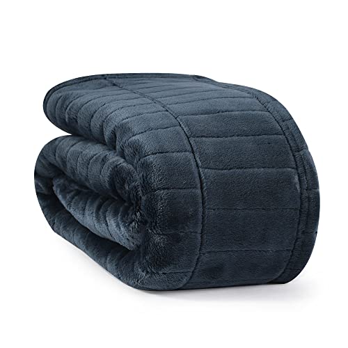 Life Comfort Cozy Textured Lightweight Throw, 90"x90" 100% Recycled Fibers Eco-Friendly Queen Size Super Soft Soft All Season Premium Comfort Blanket for Bed or Couch, Blue