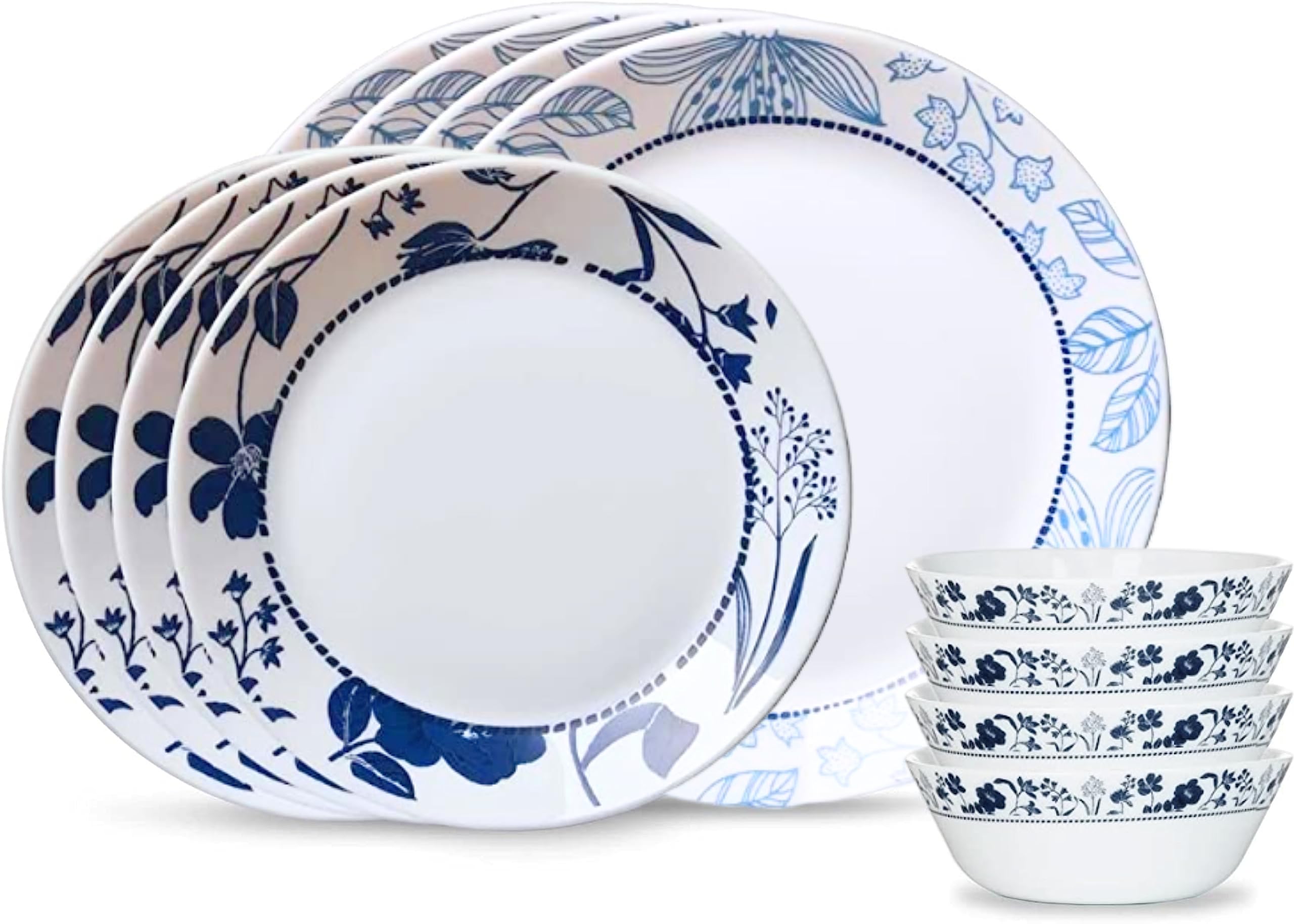 Corelle Everyday Expressions Rutherford 12-pc Dinnerware Set, Service for 4 & Vitrelle 28-oz Soup/Cereal Bowls Set of 6, Chip & Crack Resistant Dinnerware Bowls