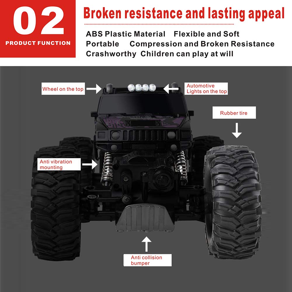 Simccppley Remote Control Car Pink 360° Stunt Tumbling Waterproof Monster Truck, Can Control The Toy