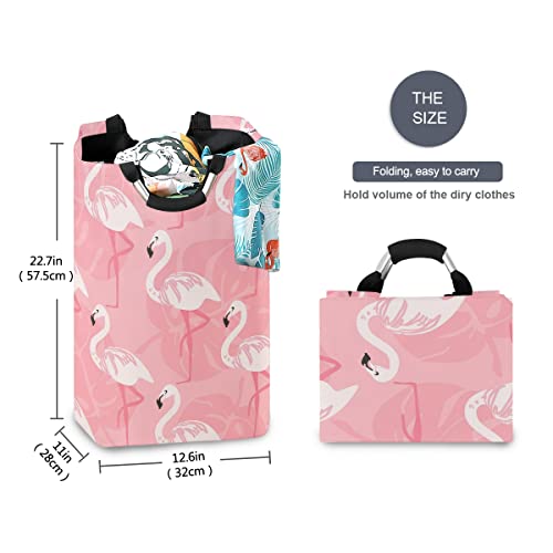 xigua Flamingo Laundry Hamper with Handle Collapsible Laundry Basket Freestanding Clothes Hamper Storage Basket for Toys Clothes Organizer