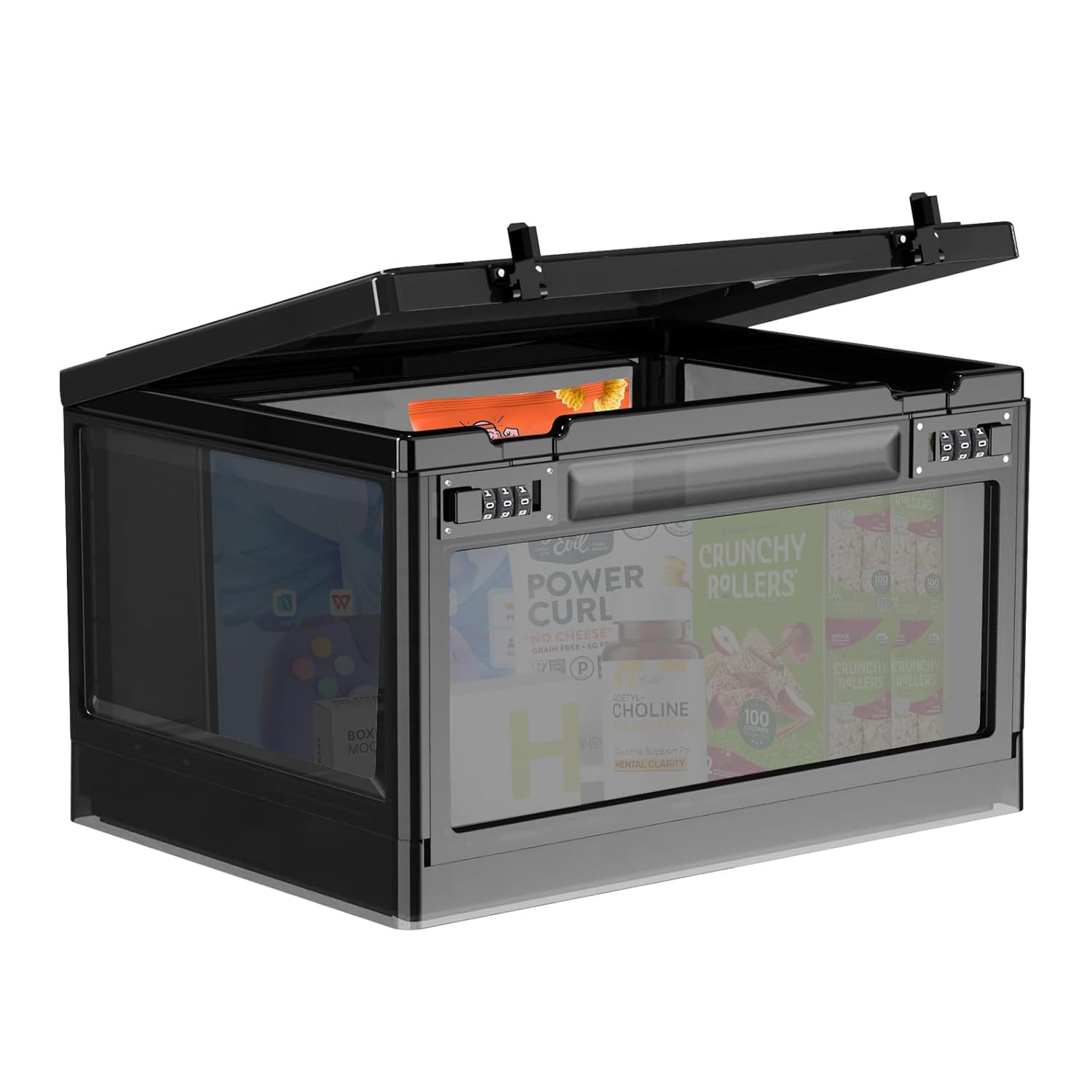 Large Lock Box,Lockable Storage Box with Combination Code 15.3x11x8.6in Stackable Medicine Lock Box for Safe Medication,Storage Box with Lock for Phone/Snacks/Personal Items/Fridge/Office