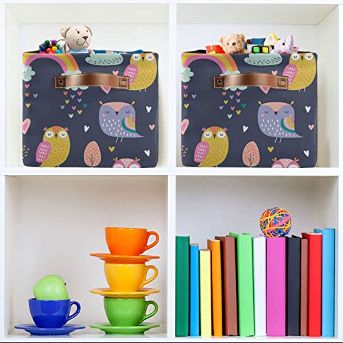 xigua Owl Storage Basket Storage Bin Organizer Basket, Foldable Rectangular Storage Box with Handles for Home Office