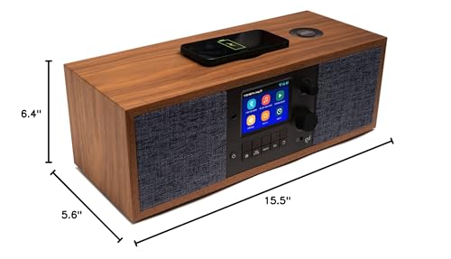 Grace Digital Mondo Elite Duo Smart Internet Radio, Bluetooth, Wi-Fi, 7-Day Alarm β Microphone Free (Walnut)