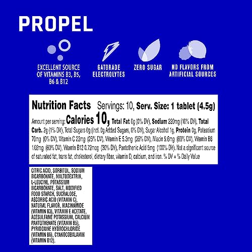 Propel Tablets, 3 Flavor Variety Pack, Makes 16.9oz Fl Oz (Pack of 40)