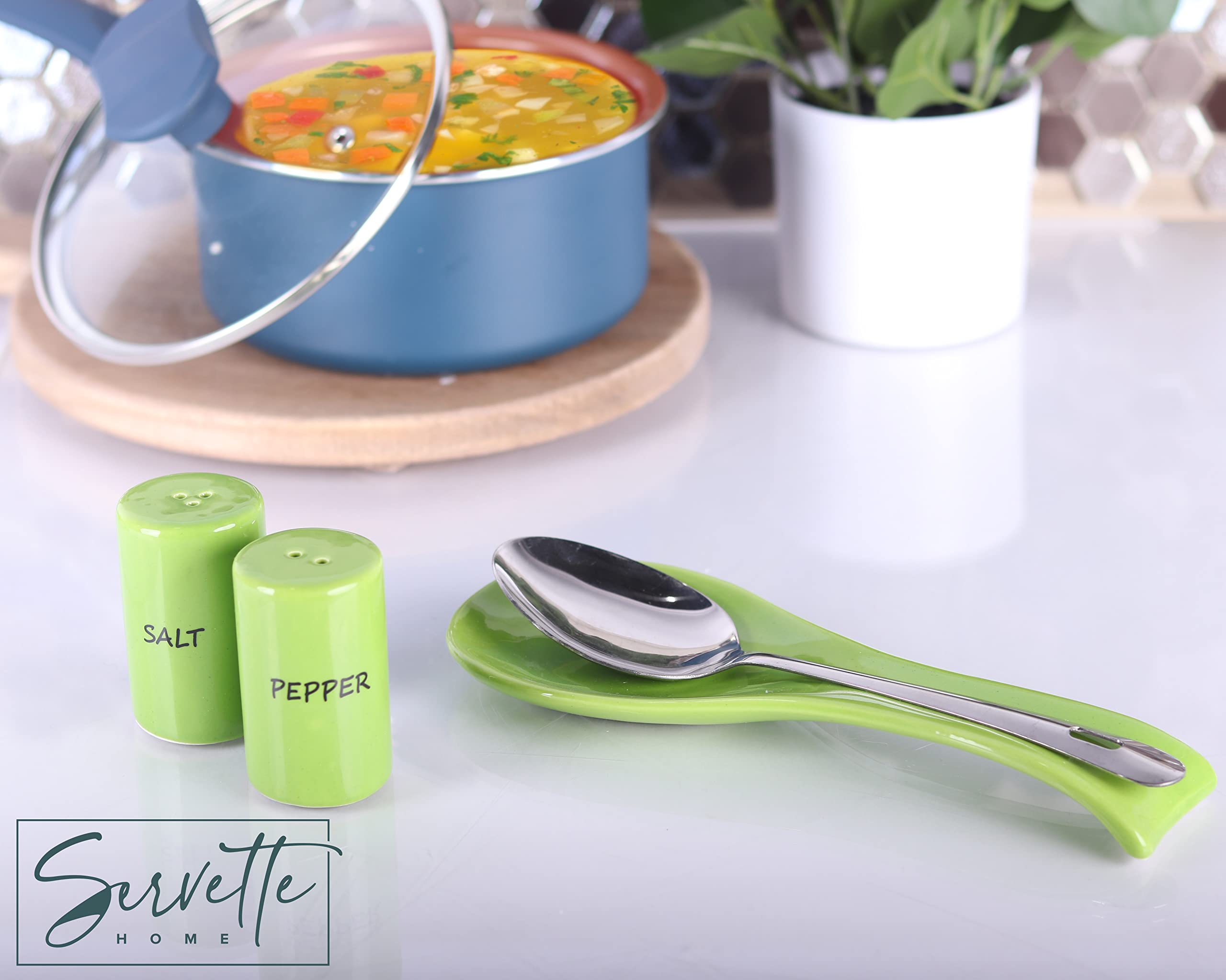 Green Ceramic Spoon Rests