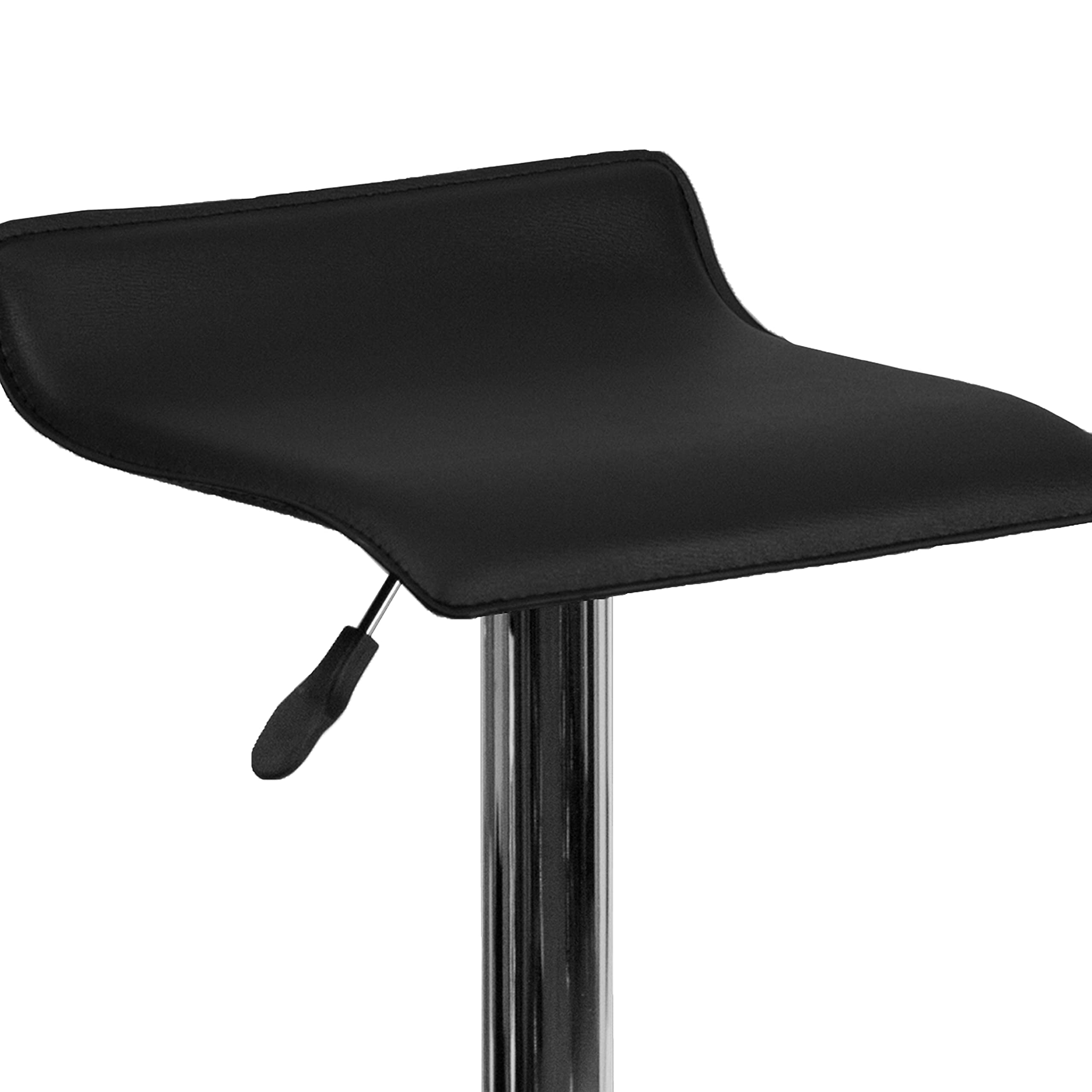 Flash Furniture Athens 2 Pack Contemporary Black Vinyl Adjustable Height Barstool with Solid Wave Seat and Chrome Base