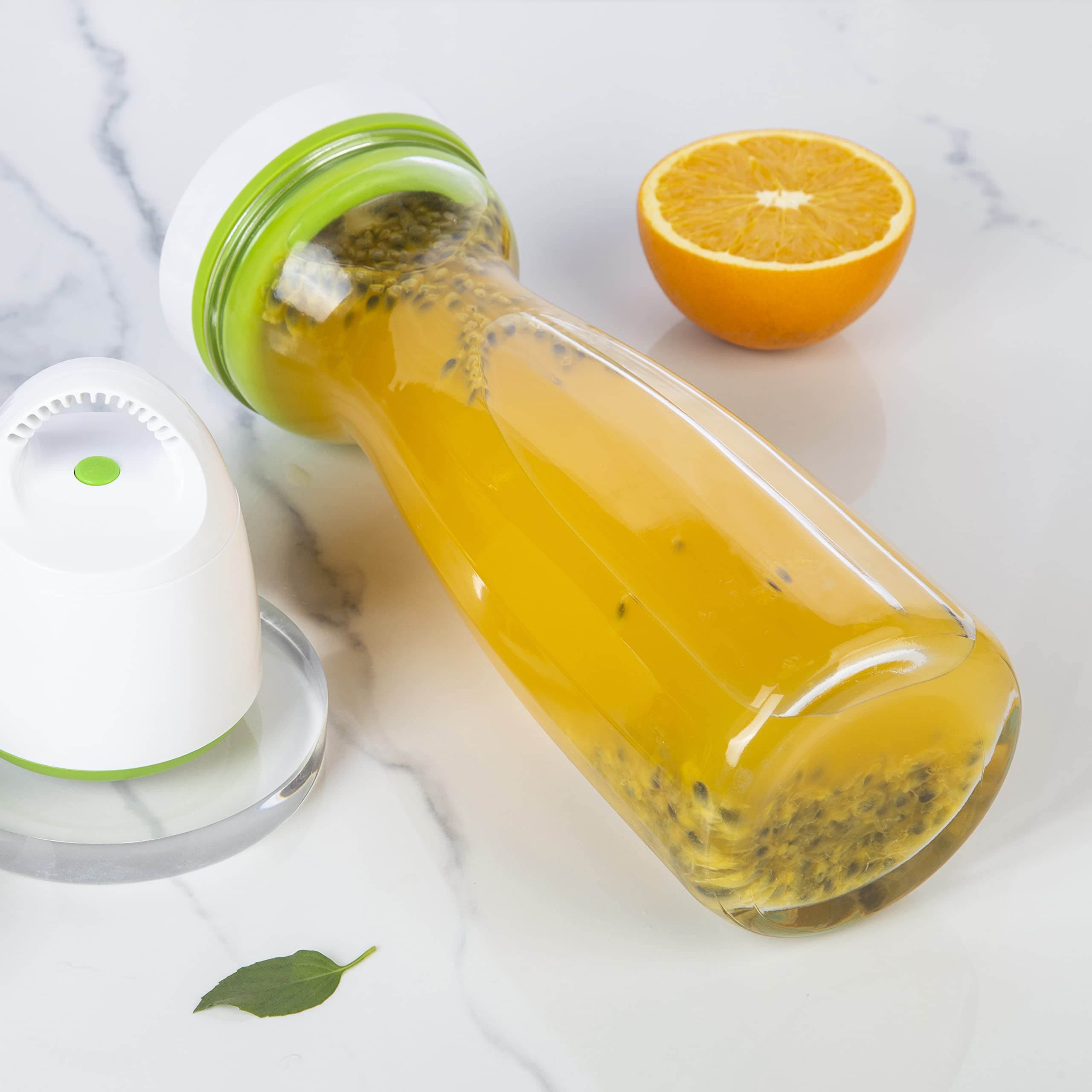 FOSA O2Go 1.2L (40oz) Vacuum Sealed Glass Jug with Lid, Glass Pitcher (Vacuum Pump not Included)