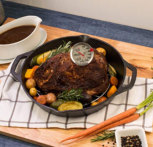 HIC Kitchen Oven Safe Meat Thermometer, Large 2-Inch Easy-Read Face, Durable Stainless Steel Stem, Accurate Temperature Reading, Perfect for Roasting and Grilling