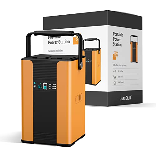 Portable Power Station 300W - Indoor & Outdoor Battery Powered Outlet with AC, Car, and USB C Recharging - Small Power Generator - 115v AC, 12v DC, and USB Outlets