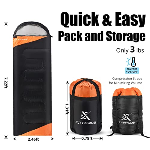 Extremus Cascade Sleeping Bags, Single Person,Royal Blue/Chartreuse