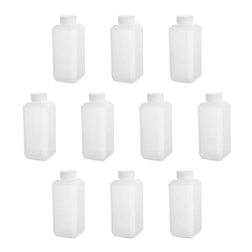 Othmro 10pcs Plastic Lab Chemical Reagent Bottles, 250ml/8.5 oz Small Mouth Liquid/Solid Square Sample Storage Container Sealing Bottles with Cap White