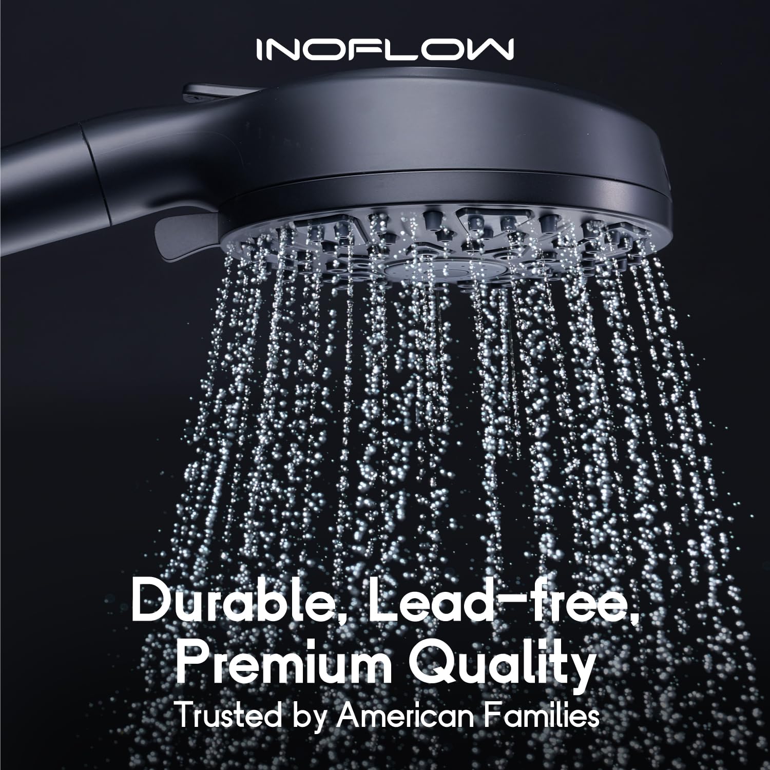 InoFlow High Pressure Filtered Shower head with Handheld 7 Modes, 5β High Flow Hand Held Hydro Rain Showerhead with 60" Stainless Steel Hose and Adjustable Bracket, Matt Black