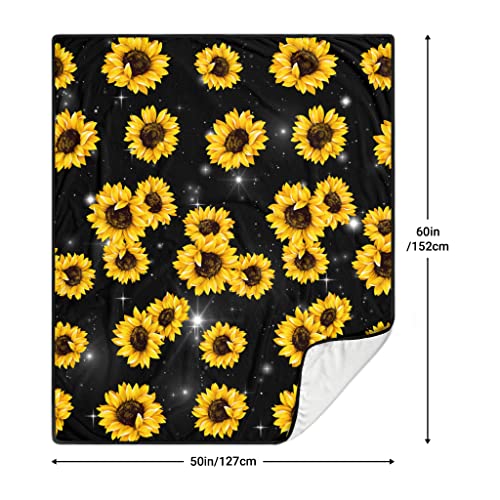 Sunflower Blanket Soft Warm Plush Blankets Flower Plant Throw Blanket for Adults Kids Bed Sofa Office 60"x50"