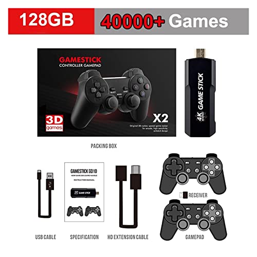 Gift Plug and Play 2022 New Video Game Console 4K HD Output 40000 Retro Games 128GB with 2.4G Wireless Controller for PS1/GBA/MD TV Game Stick Christmas GIF