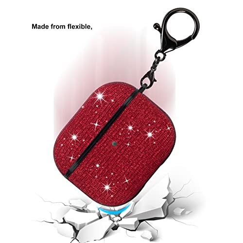 HIDAHE AirPods 3 Case 2021, Protective Case for Airpods 3, Bling Airpods 3 Hard Skin, Airpods 3 Accessories, Glitter Luxury Case for Airpods 3 2021 Charging Case,Red