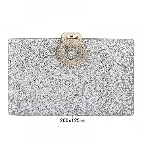 EROUGE Women's Clutch Purse Rhinestone Wedding Party Purse Evening Clutch Bag (Silver)