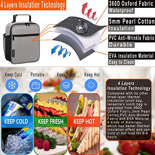 LESENTA Lunch Box for Men Women Adult-Small Insulated Lunch Bag for Office Hiking - Portable Reusable Lunch Box (Light Gray)