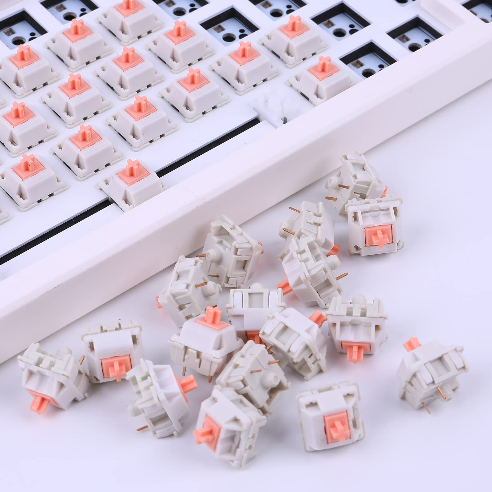 HELOIA Feker x Smoked Pink Switch for Mechanical Keyboard DIY - Linear Keyswitch 3 Pins 60gf for Mechanical Gaming Keyboards - Pre Lubed (45PCS, Smoked Pink Switch)