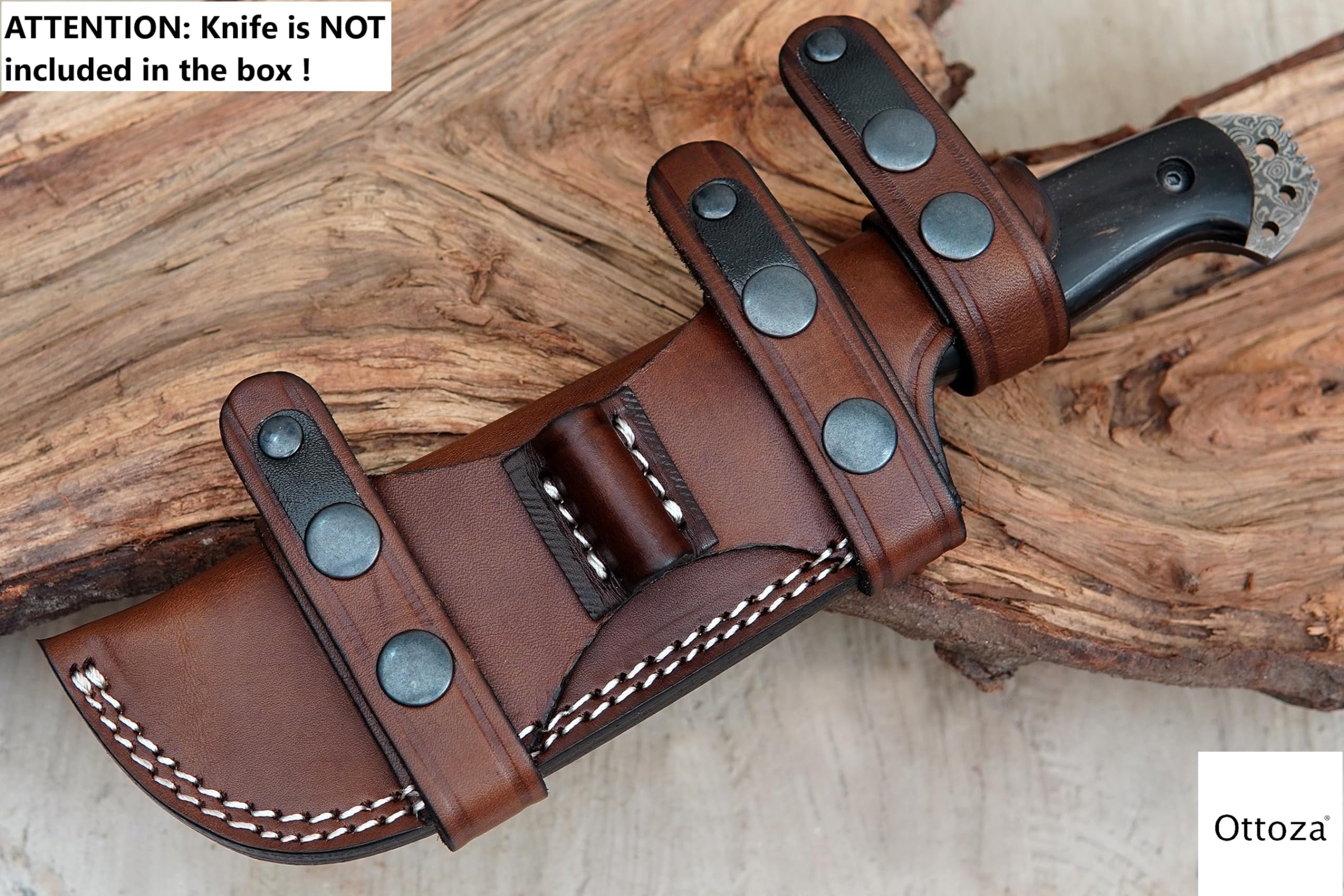 Ottoza TOP GRAIN Leather Knife Sheaths for Fixed Blade Knives, RIGHT HAND Leather Knife Sheath for Belt, Leather Knife Holster Belt Knife Holder, Horizontal Knife Sheath for Belt No:2