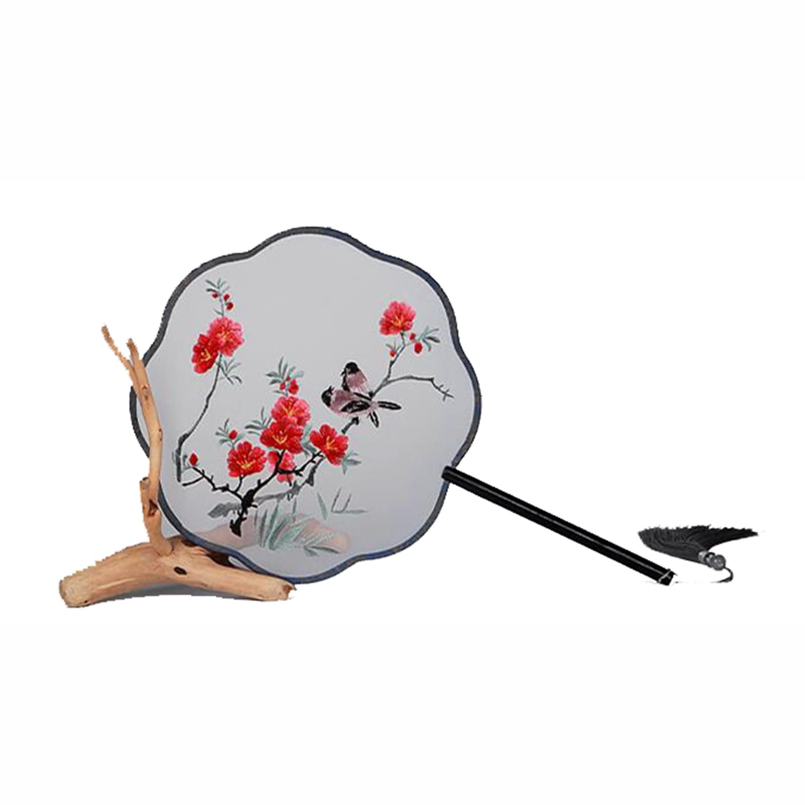 ERTUO Chinese Style Su Embroidery Retro Round Fan Double-Sided Embroidery Hanfu Cheongsam Dance Eight Petal Fan