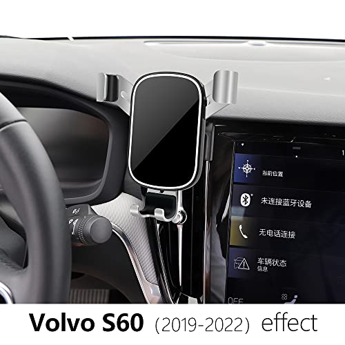 musttrue LUNQIN Car Phone Holder for 2019-2024 Volvo S60 [Big Phones with Case Friendly] Auto Accessories Navigation Bracket Interior Decoration Mobile Cell Mirror Phone Mount