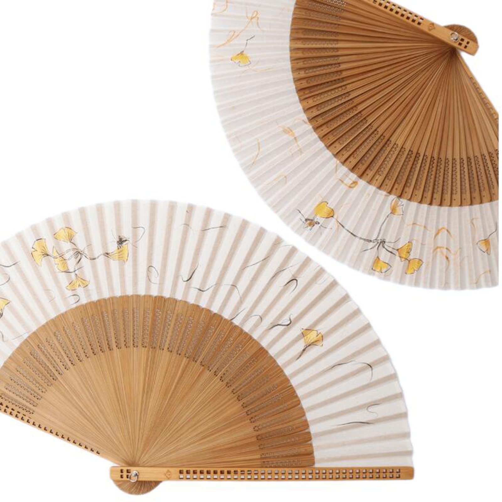 ERTUO Single Side Embroidered Hand Fan (Flower/Bird) Chinese Style Palace Fan Hanfu Fan