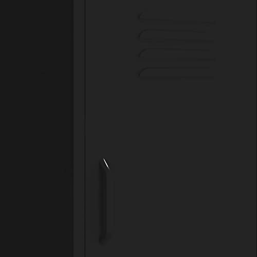 GOLINPEILO Metal Storage Cabinet with Single Doors and 2 Adjustable Shelves, Steel Garage Storage Cabinet File Cabinet Counter Cabinet for Home Office, Garage, Gym, School, 16.7"x13.8"x40" Black