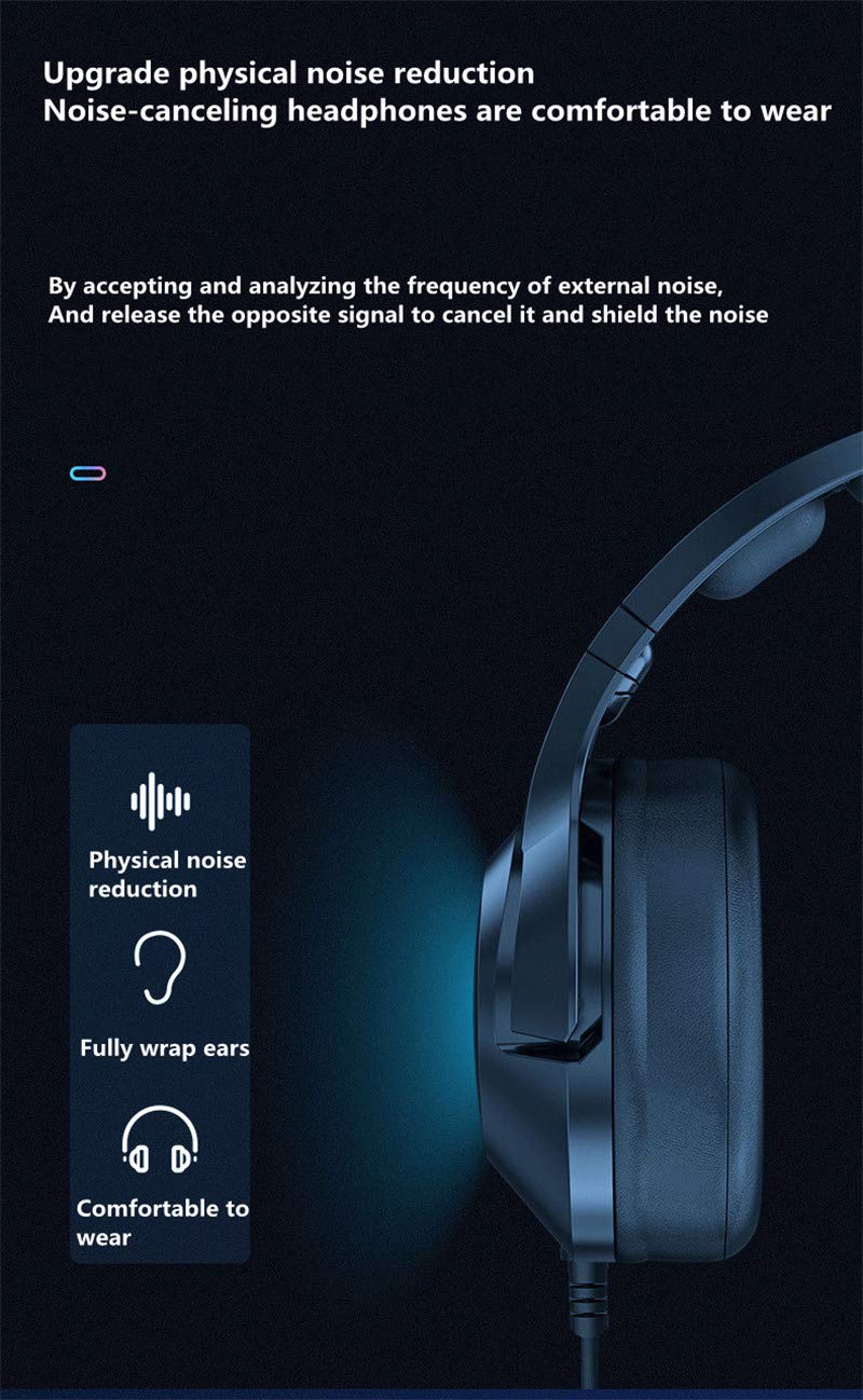Stereo Gaming Headset with Mic,RGB Luminous Mobile Phone Computer Noise Reduction Headset,Detachable Cat Ear Gaming Headset, for PS4, PS5, Xbox One, PC, Phone