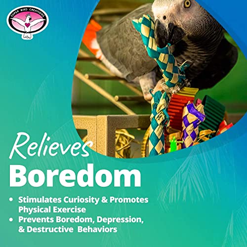 Super Bird Creations SB669 Wicker Foraging Basket Bird Toy with Array of Chewable Toys for Parrots, Medium Size, 10β x 4β x 5β, Varies, 1 Count (Pack of 1)