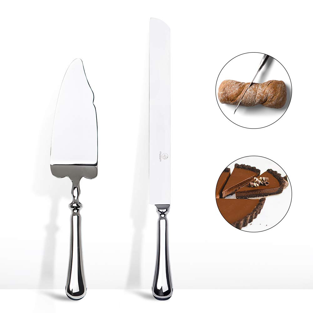 OTW PAVILION 2 Piece Wedding Cake Knife and Server Set,18/10 Stainless Steel Cake cutting Set Pie Server Cake Cutter Knife for Birthday,Anniversary,Holiday,Baby Shower,Party