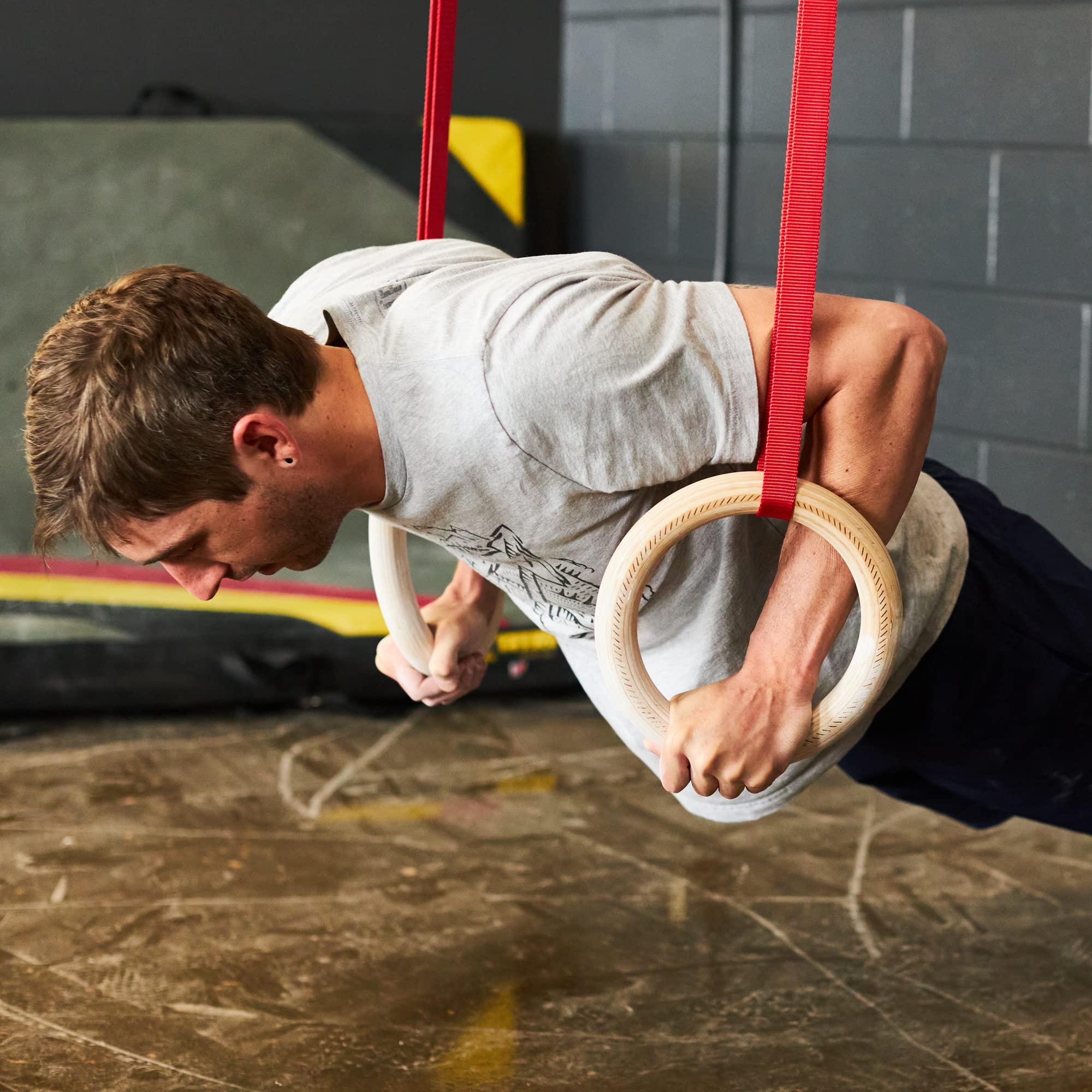 Escape Climbing Rings | Rock Climbing Training Rings | Wood Strength Training | Gymnastic Rings Set with 15β Adjustable Straps| Great for Gyms